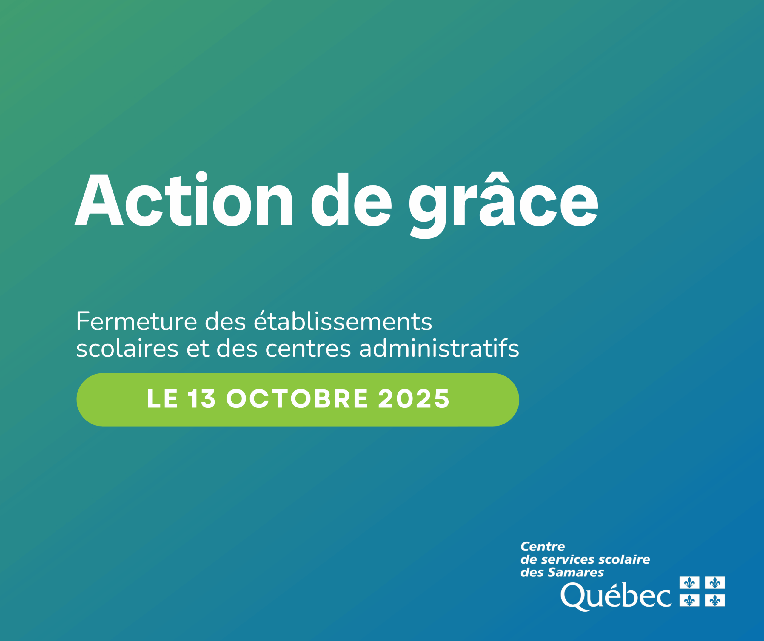 Action de grâce - Centre de services scolaire des Samares